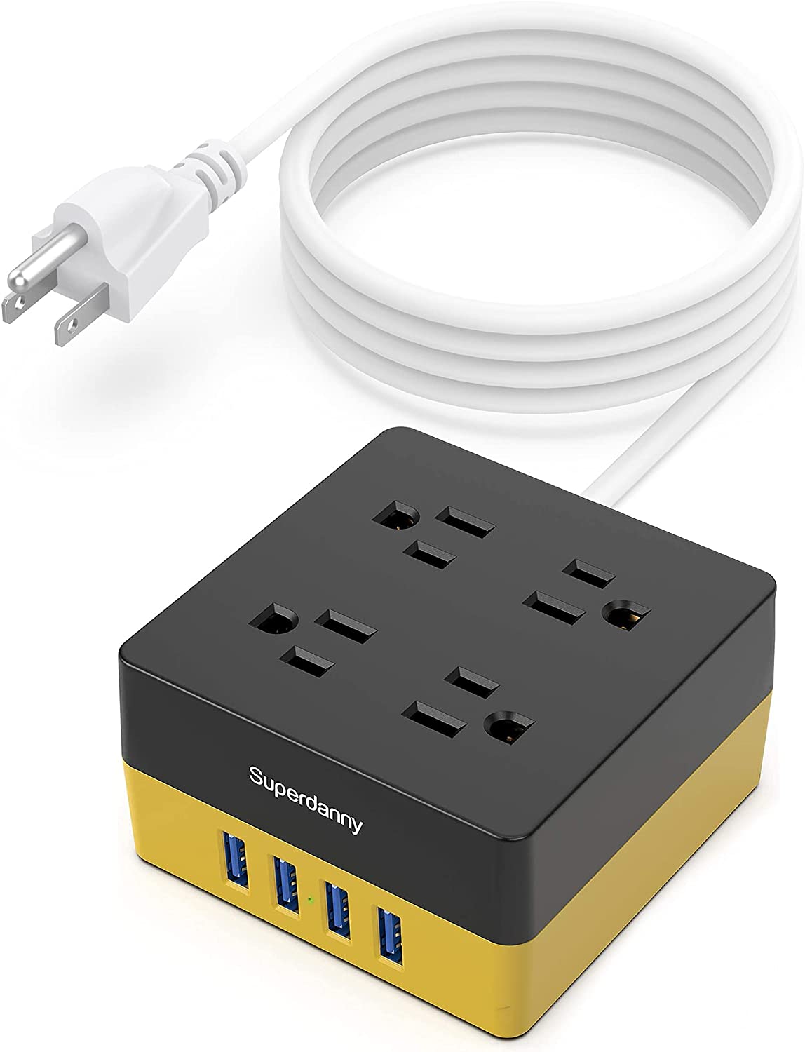 SUPERDANNY 4 Outlets & 4 USBs, Power Strip Surge Protector 5 Ft Extens