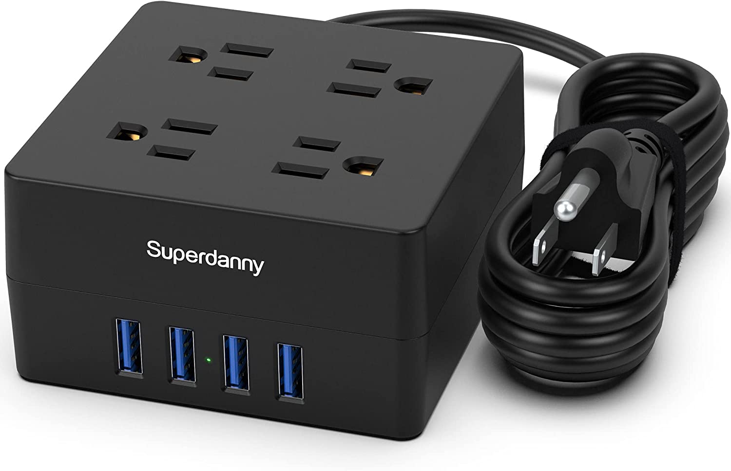 SUPERDANNY 4 Outlets & 4 USBs, Power Strip Surge Protector 5 Ft Extens